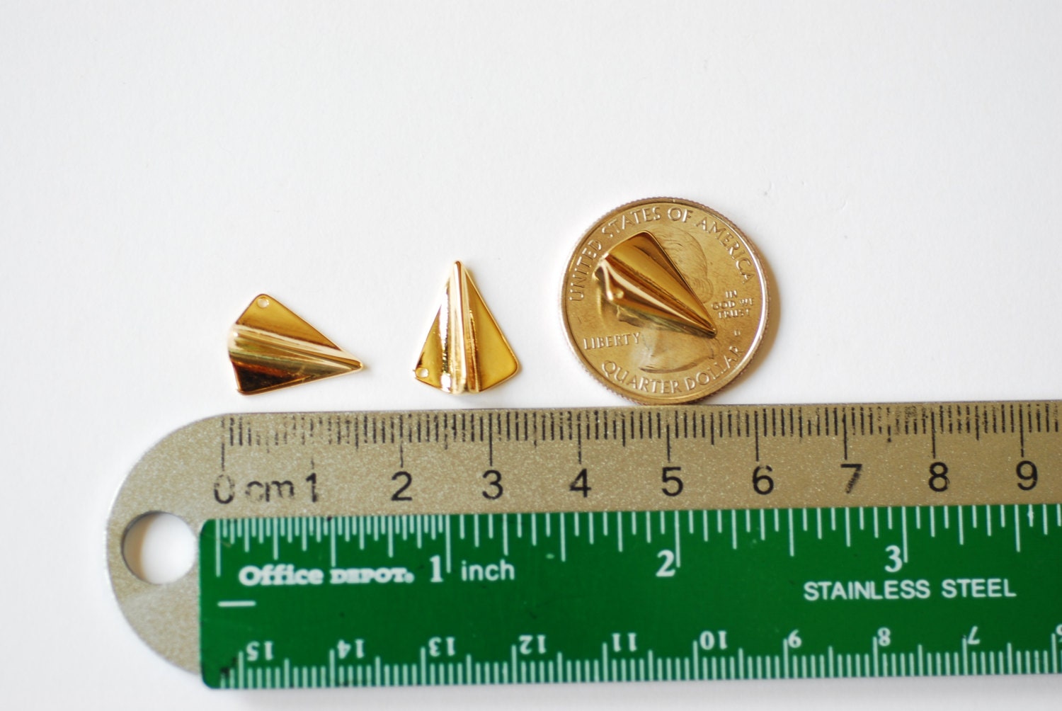 Shiny Vermeil Gold Paper Airplane Charm- 18k Gold Plated Over Sterling ...