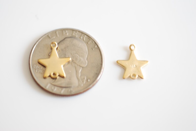 Shiny Vermeil Gold Star Charm Connector-18k Gold Plated Over Sterling ...