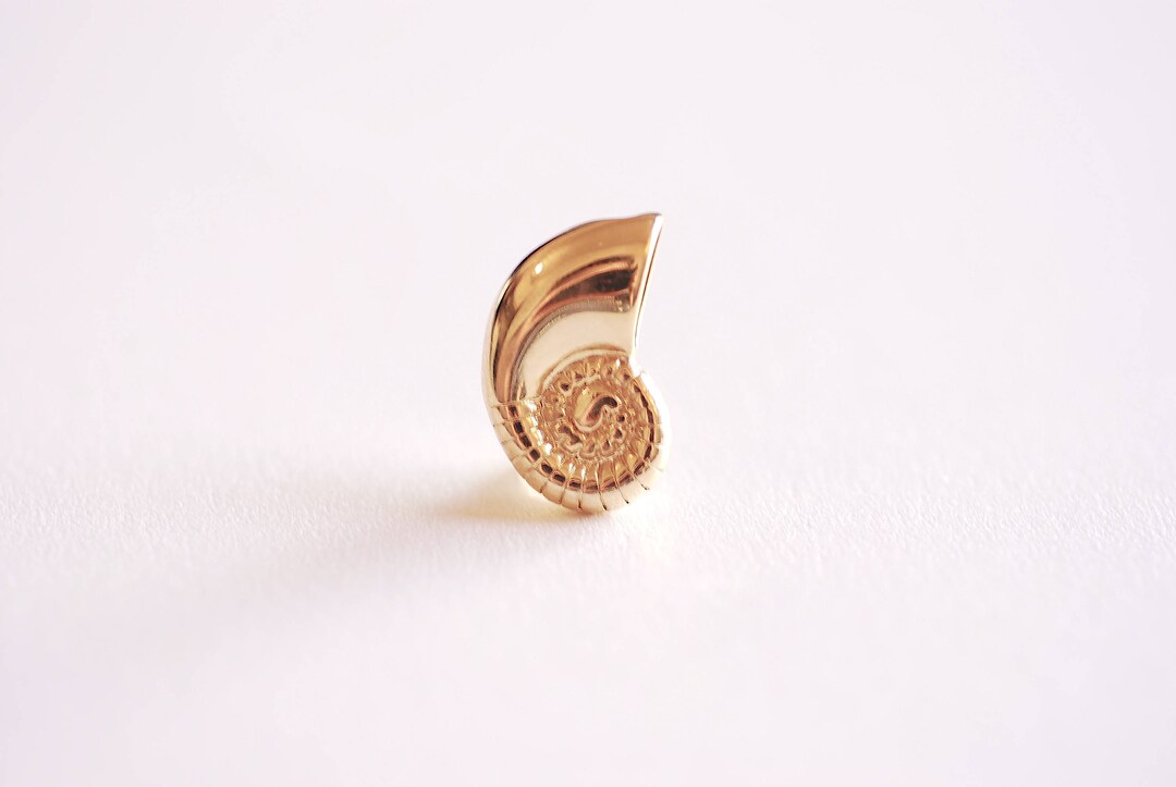 Shiny Gold Sea Snail Swirl Shell Charm Pendant- Vermeil 22k Gold Plated ...