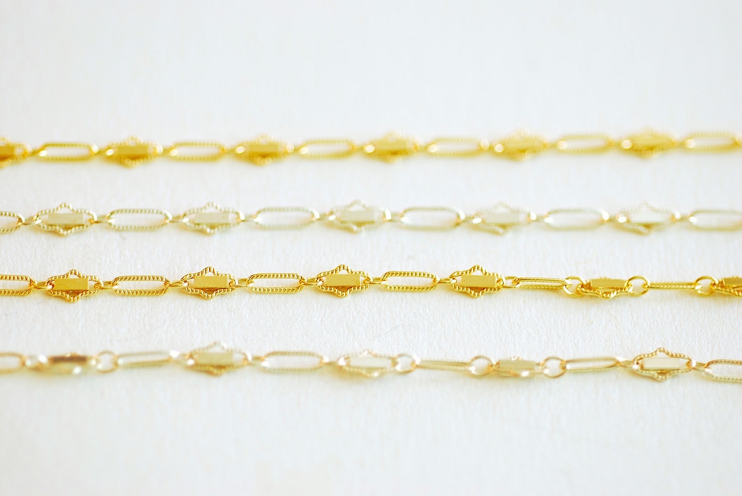 14k Gold Filled Oval Bar Link Chain- Permanent Jewelry Gold Filled Bar ...
