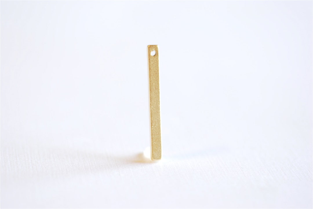 Matte Vermeil Gold Rectangle Bar Drop- 18k Gold Plated Over Sterling ...