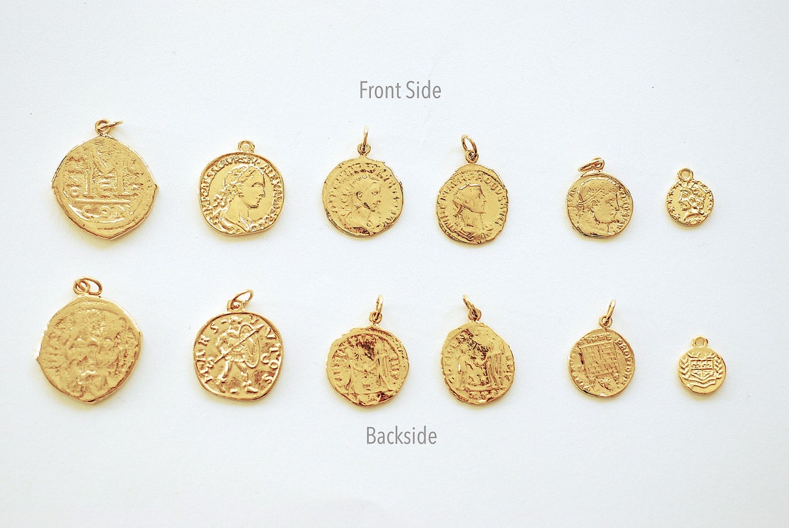 Greek Coin Charm Pendant Vermeil Gold 22k Gold Plated Over - Etsy