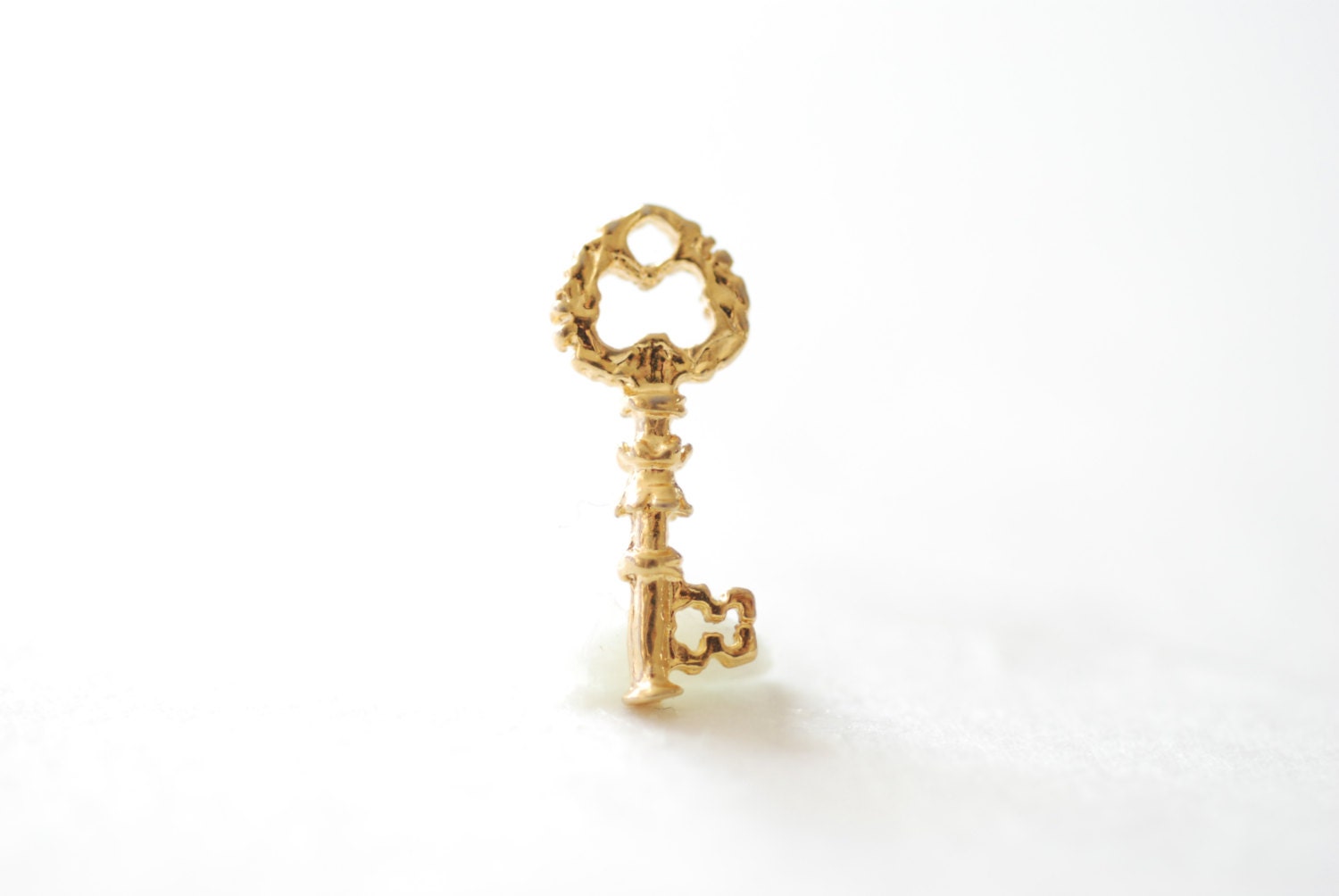 Vermeil Gold Shiny Key Charm Pendant 18k gold plated over | Etsy
