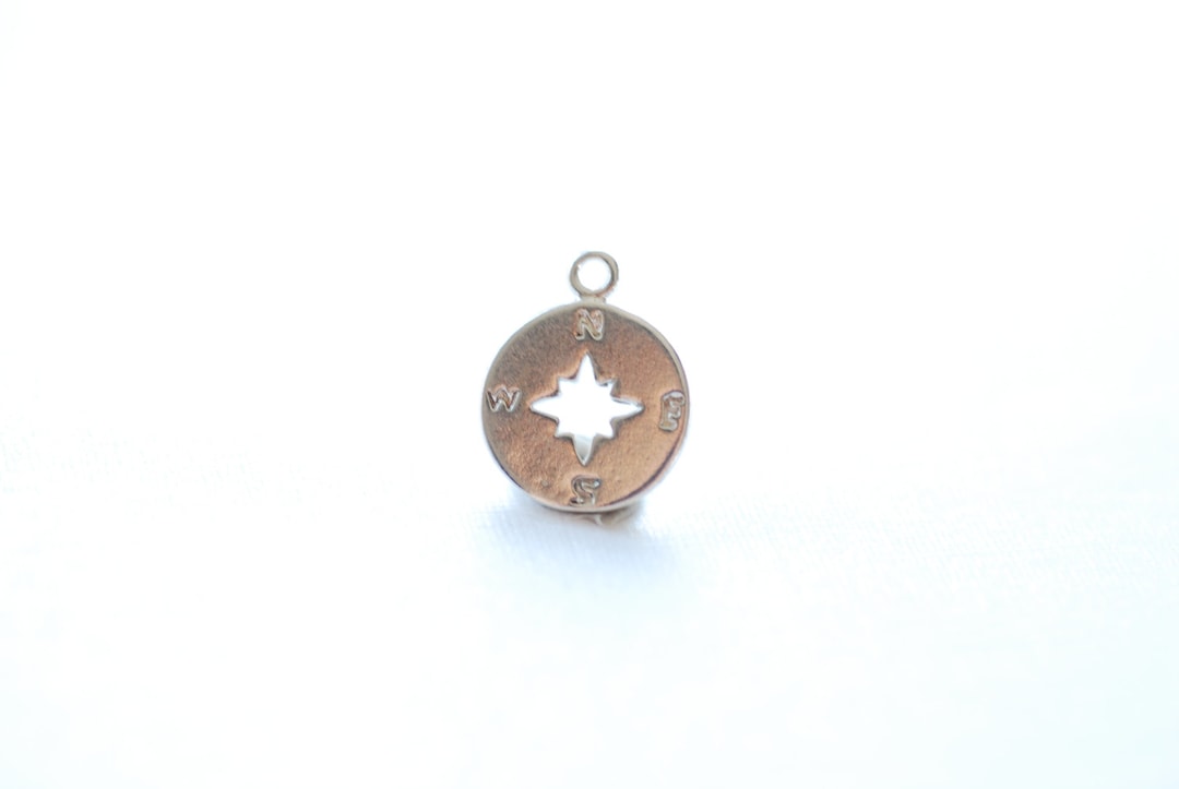 Sterling Silver Small Compass Charm- 925 Sterling Silver Compass ...