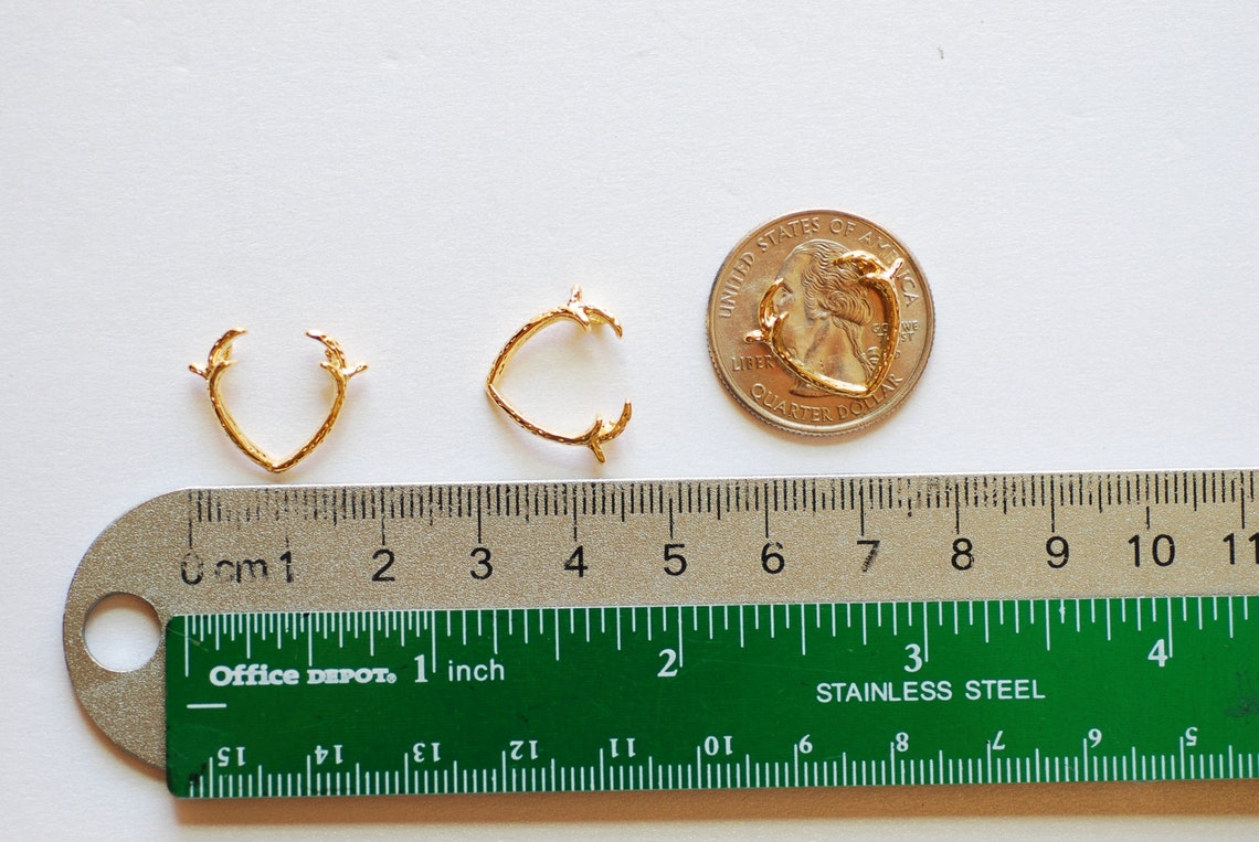Matte Vermeil Gold Deer Antler Charm- 18k Gold Plated Over Sterling ...