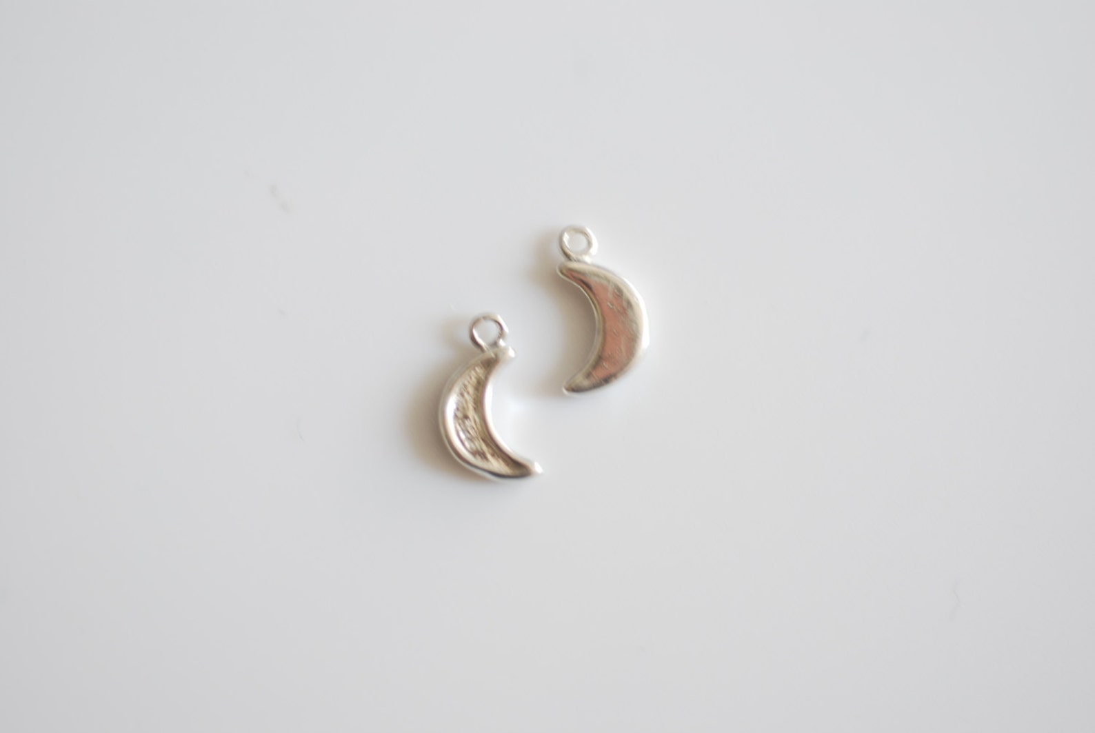 Sterling Silver Small Crescent Moon- 925 Silver Moon Charm, Silver Half ...