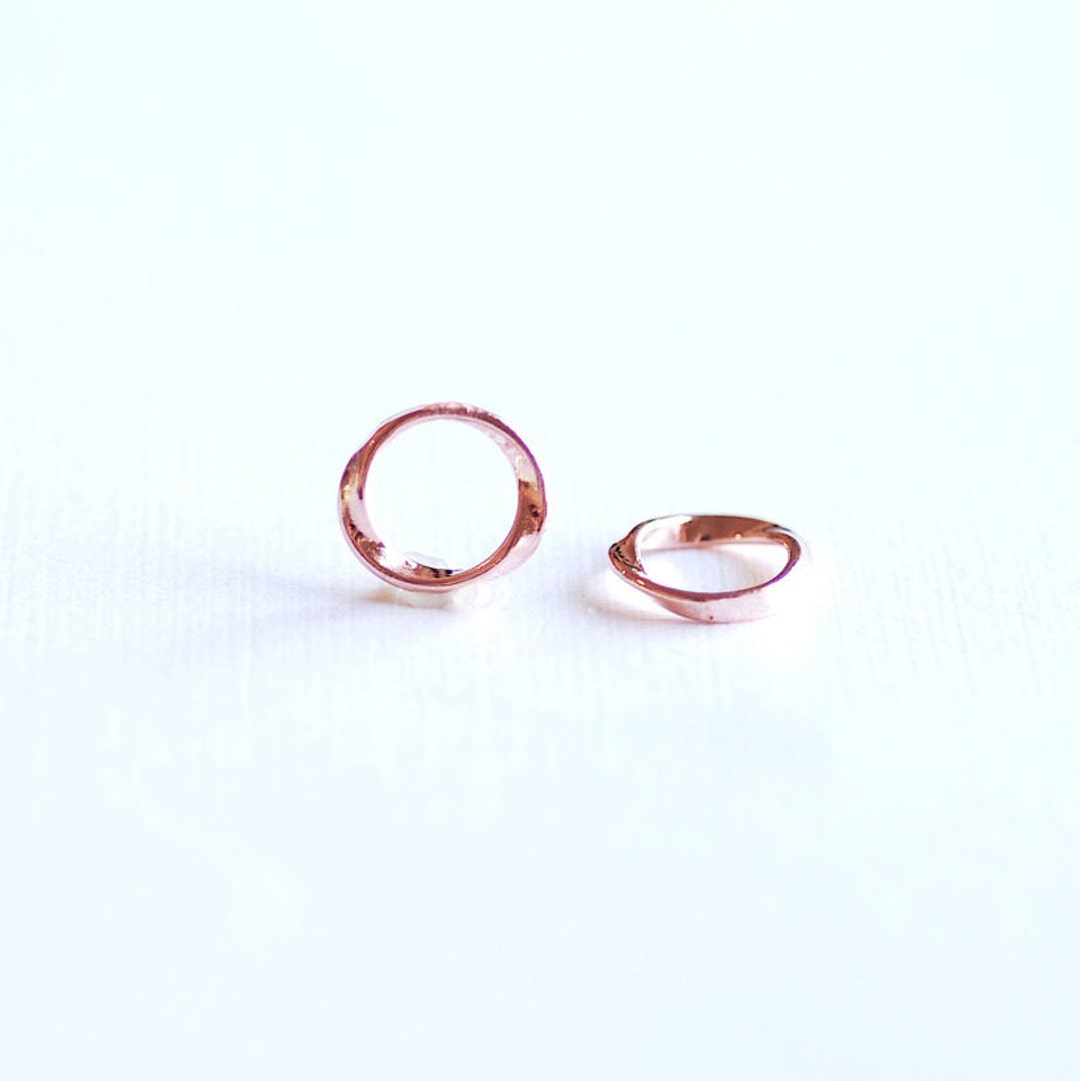 Pink Rose Gold Vermeil Wavy Round Open Circle Connector Ring- 18k Gold ...