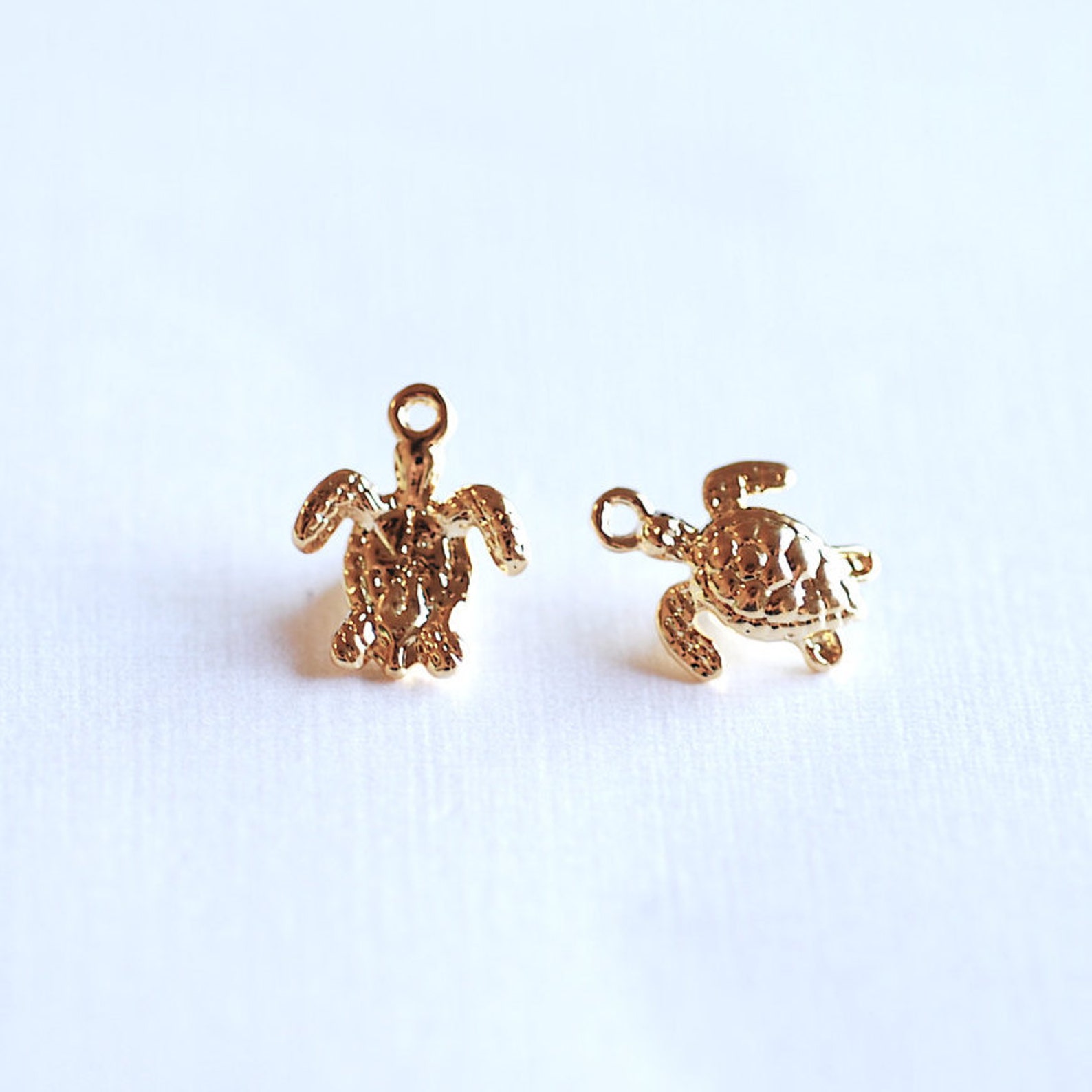 Shiny Vermeil Gold Turtle Charm Pendant 18k Gold Over | Etsy