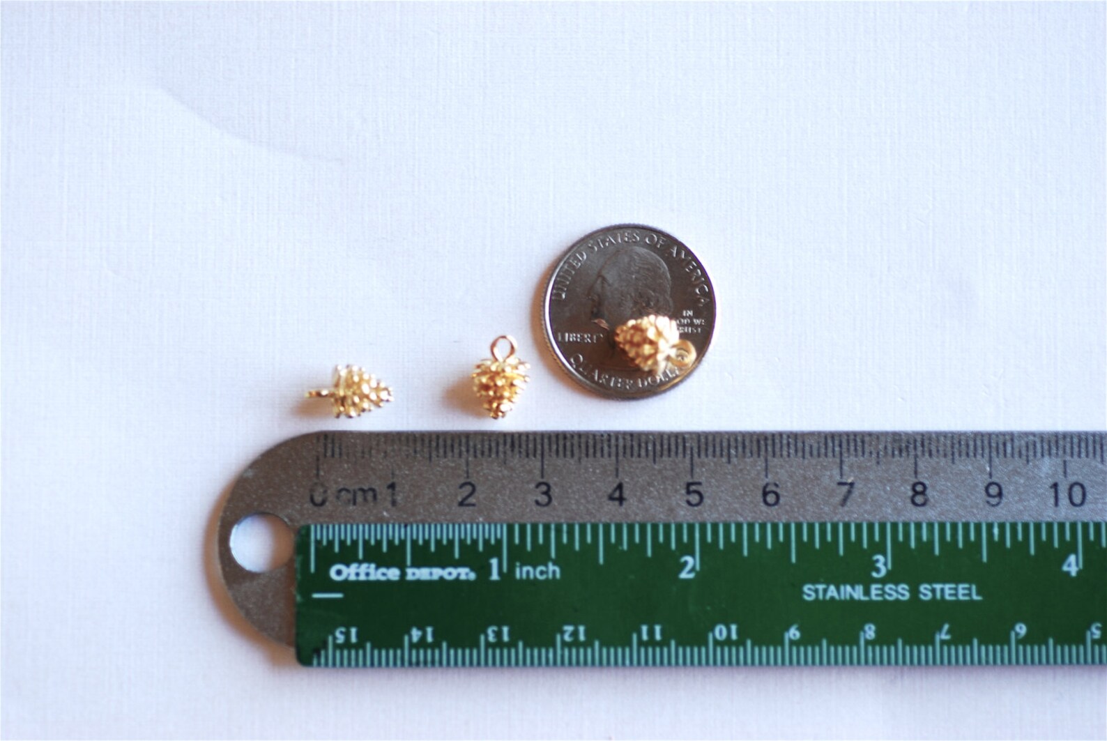 Shiny Vermeil Gold Pinecone Charm- 18k Gold Over Sterling Silver Pine ...