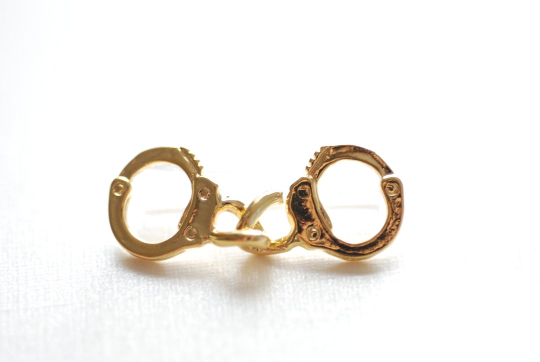 Shiny Vermeil Gold Handcuff Charm- 18k Gold Plated Over Sterling Silver ...