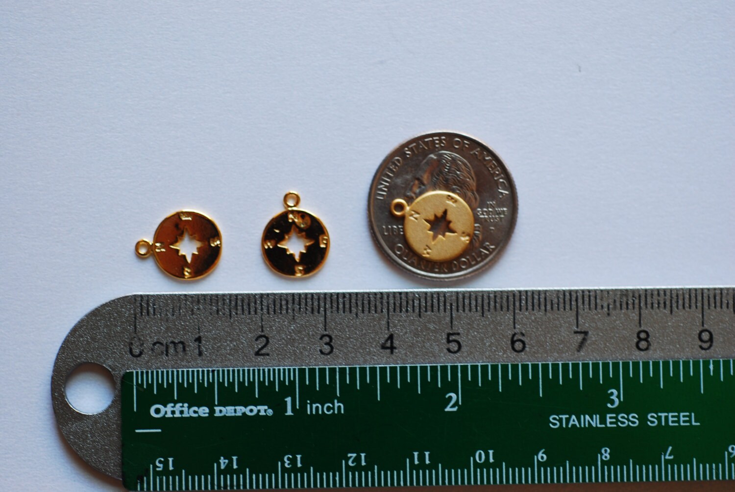 Pink Rose Vermeil Gold Small Compass Charm 18k gold plated | Etsy