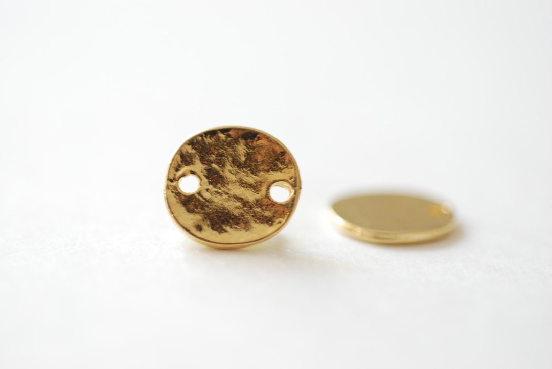 2 Pcs Vermeil Gold Stamping Disc Connector, 18k Gold Over 925 Sterling ...