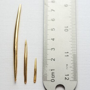 Vermeil Gold Long Skinny Thin Needle- Vermeil Extra Long Spike Needle ...