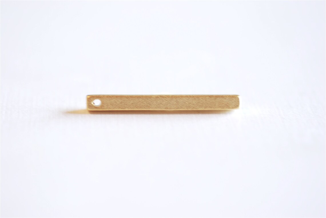 Matte Vermeil Gold Rectangle Bar Drop- 18k Gold Plated Over Sterling ...