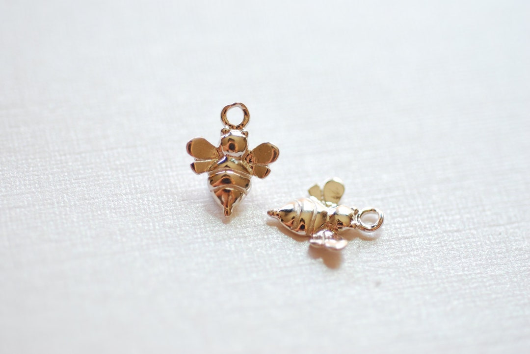 2pcs Sterling Silver Bumble Bee Charm - 925 Sterling Silver Bee Charm ...