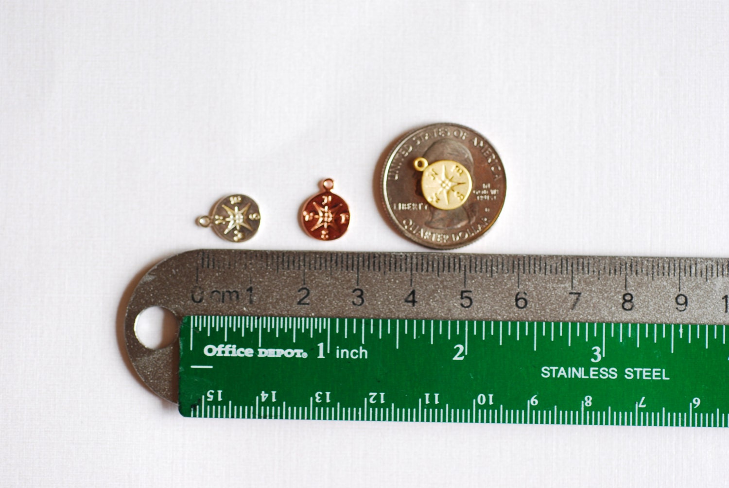 Matte Vermeil Gold Compass Charm 18k Gold Plated Compass | Etsy