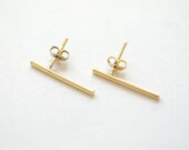 Gold Bar Earrings Line Earrings Stick Earrings Bar Stud - Etsy