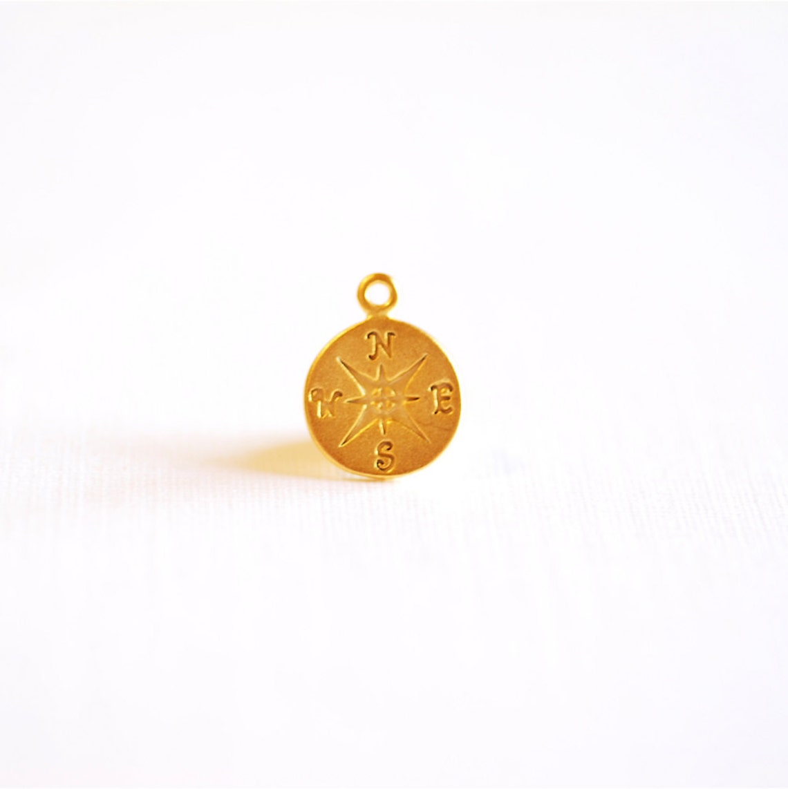 Matte Vermeil Gold Compass Charm 18k Gold Plated Compass - Etsy