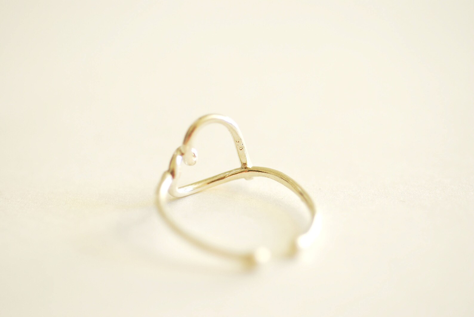 Heart Wire Adjustable Ring- 925 Sterling Silver Heart Ring, Bridesmaid ...