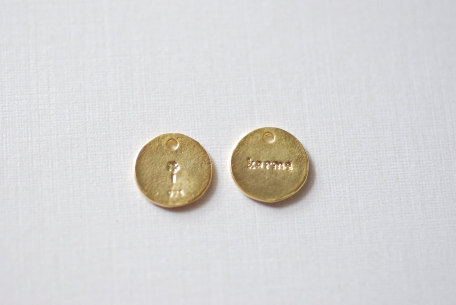 Matte Vermeil Gold Karma Circle Disc Charm 18 Gold Plated | Etsy
