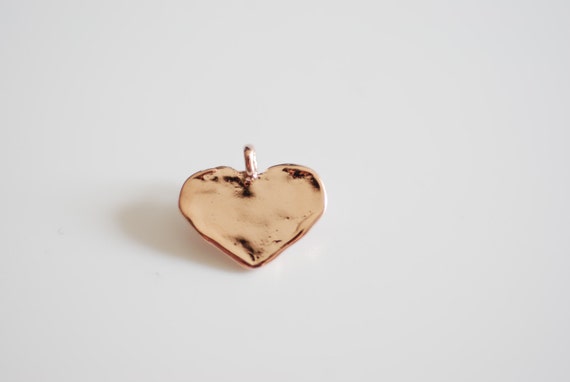 Vermeil Rose Gold Heart Charm 18k Gold Plated Over Sterling - Etsy