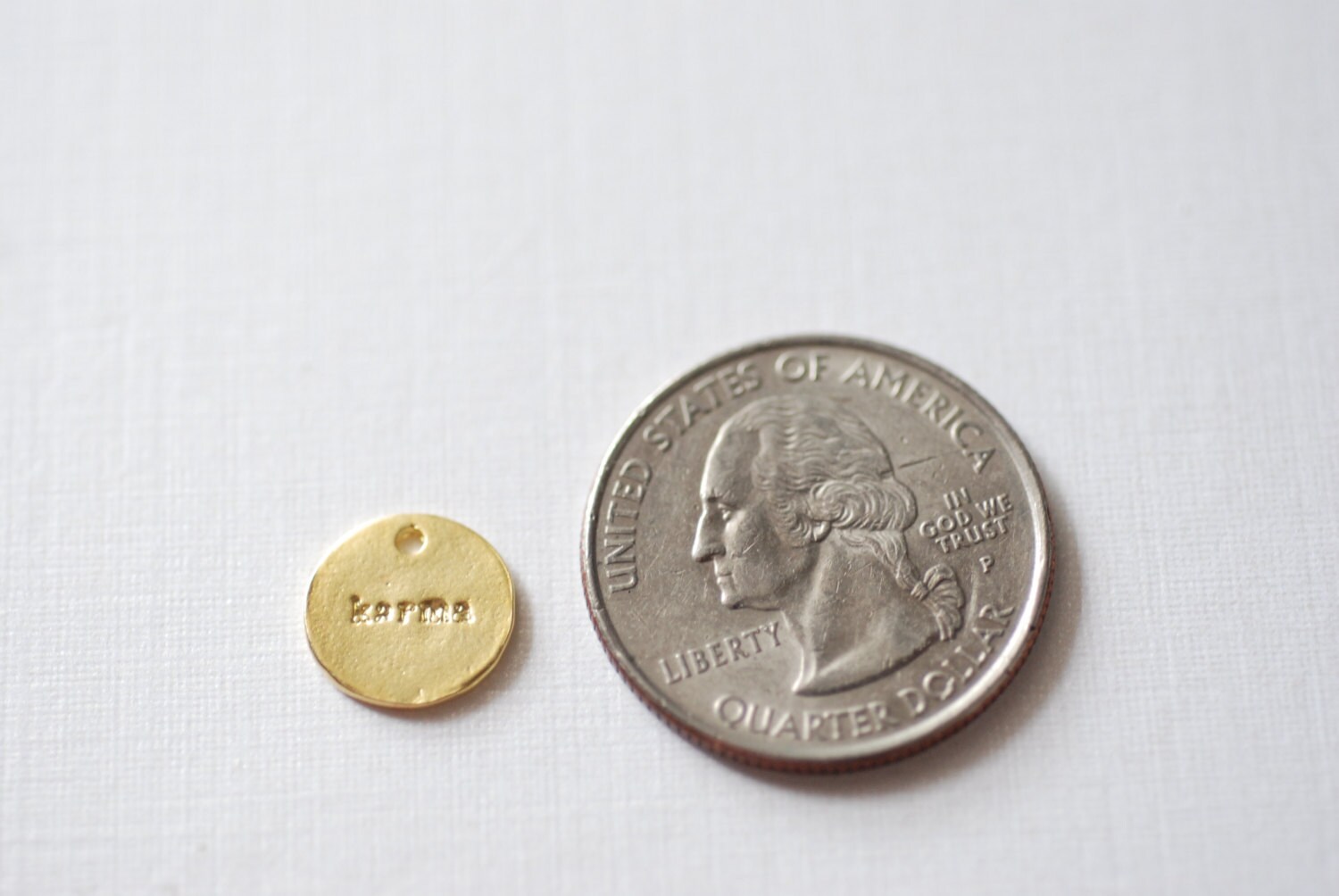 Matte Vermeil Gold Karma Circle Disc Charm - 18 Gold Plated Over ...