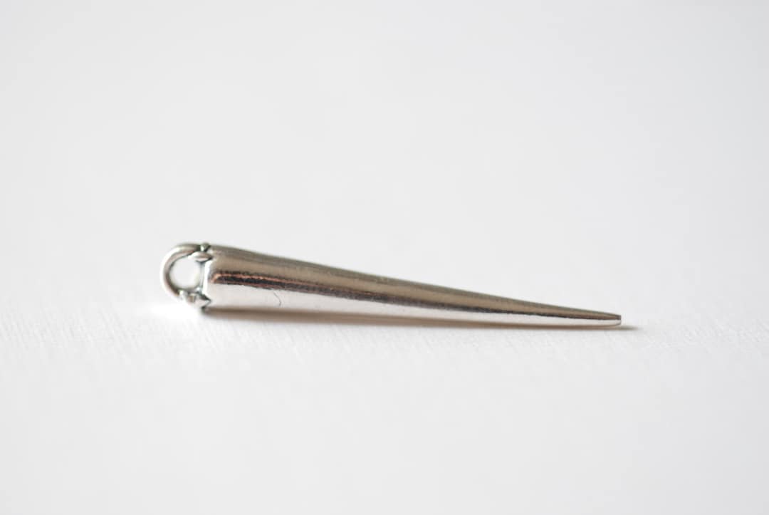 Sterling Silver Spike Charm, Pointy Spike Charm, Silver Pendulum, Spike ...