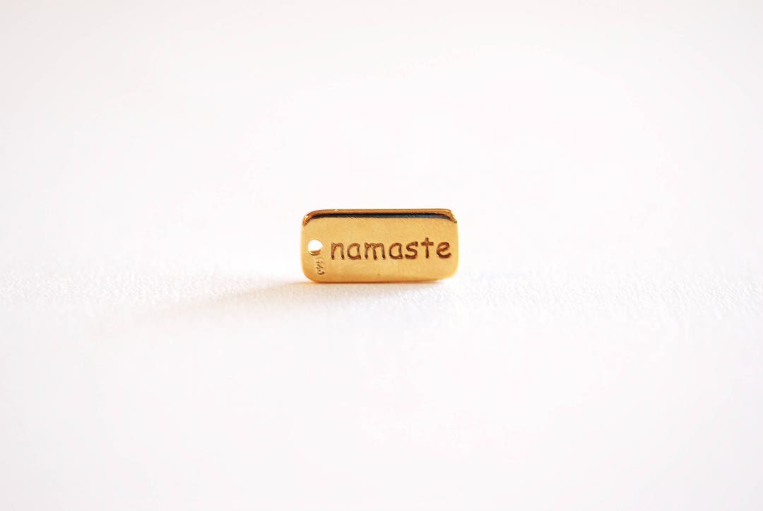 Namaste Charm- 22k Gold Plated Over 925 Sterling Silver, Namaste Tag ...
