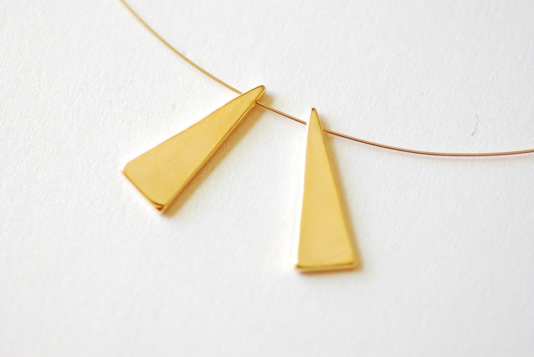 Shiny Vermeil Gold Triangle Beads- 18k Gold Plated Sterling Silver ...
