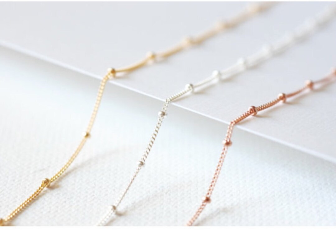 14K Gold Filled, 14k Rose Gold Filled or Sterling Silver Satellite Curb ...