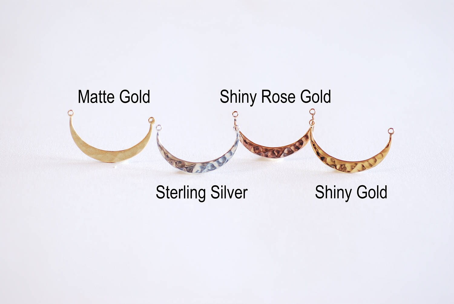 Sterling Silver Hammered Crescent Moon Connector- 925 Silver Hammered ...