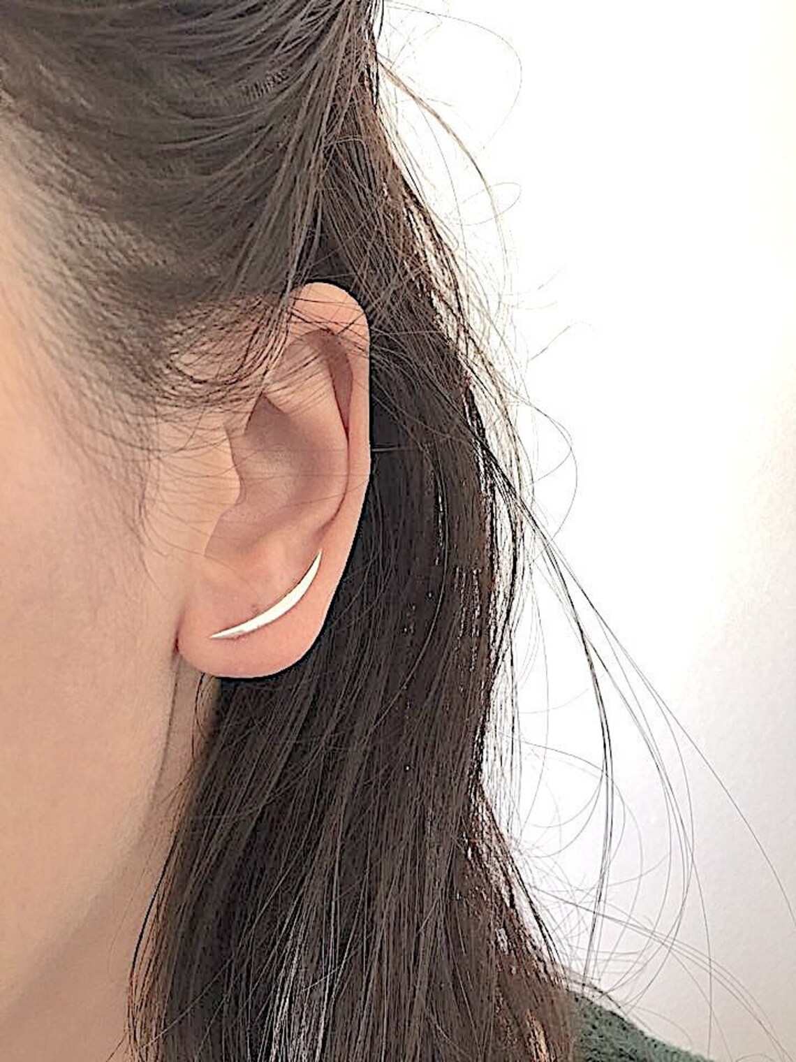 Black Crescent Moon Ear Climbers- Moon Earrings, Ear Crawlers, Ear ...