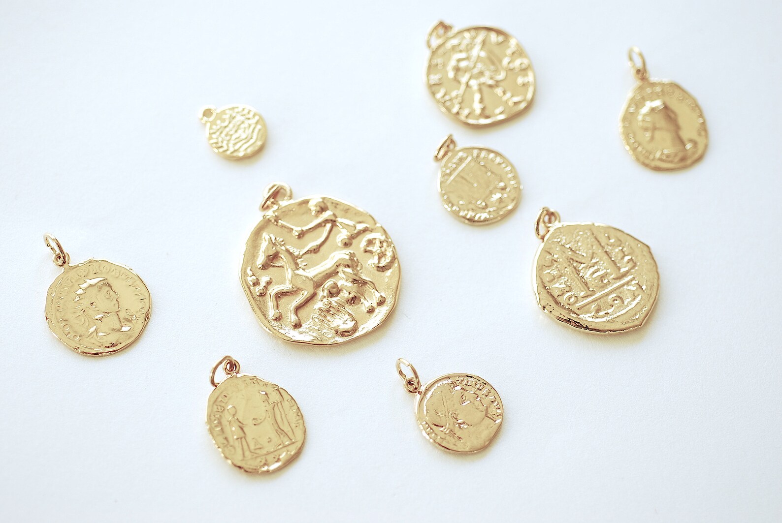 Greek Coin Charm Pendant- Vermeil Gold 22k Gold Plated Over 925 ...