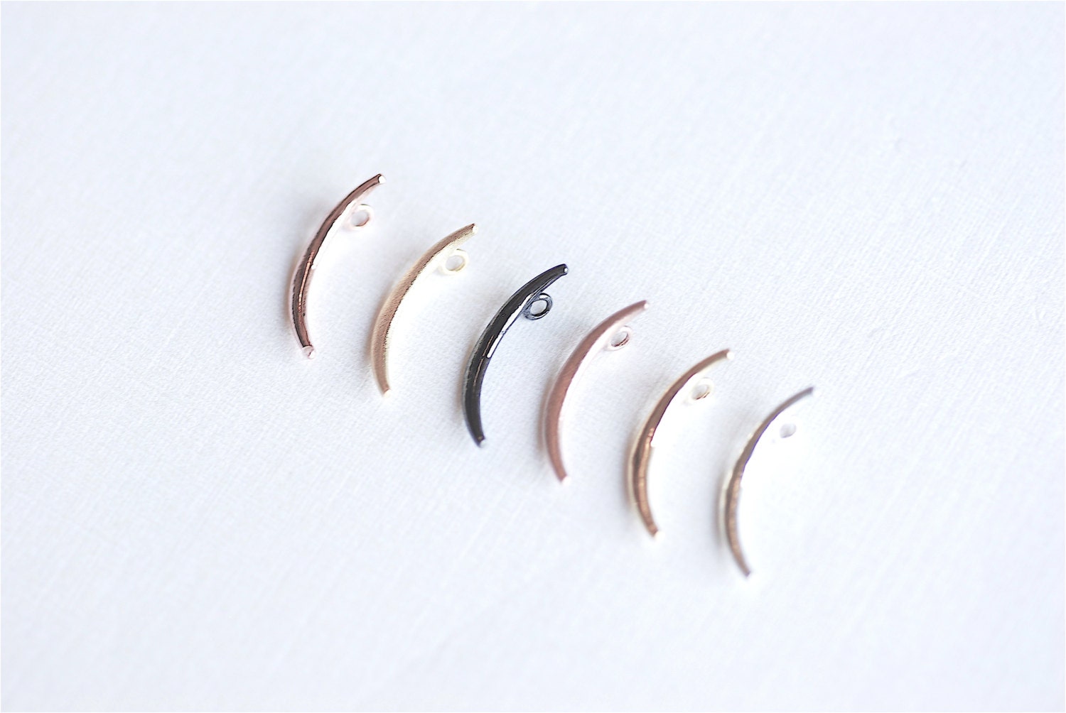 Matte Pink Rose Gold Vermeil Crescent Moon Charm 18k Rose | Etsy