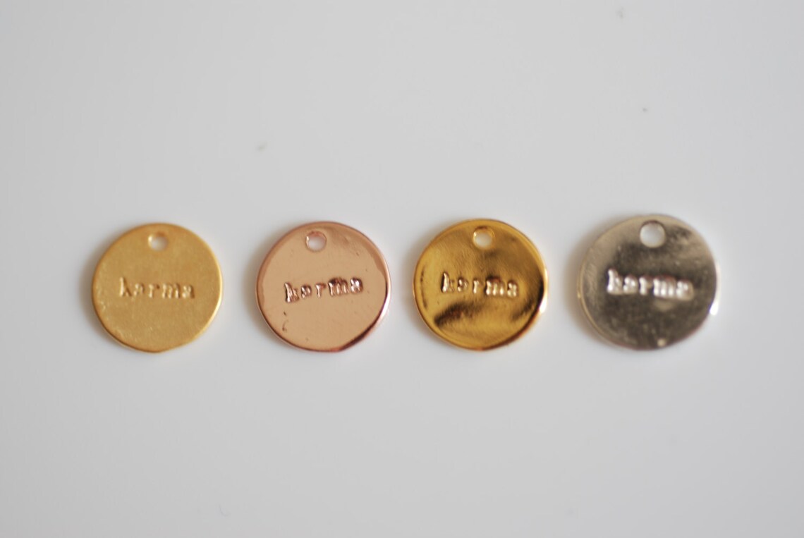 Matte Vermeil Gold Karma Circle Disc Charm - 18 Gold Plated Over ...