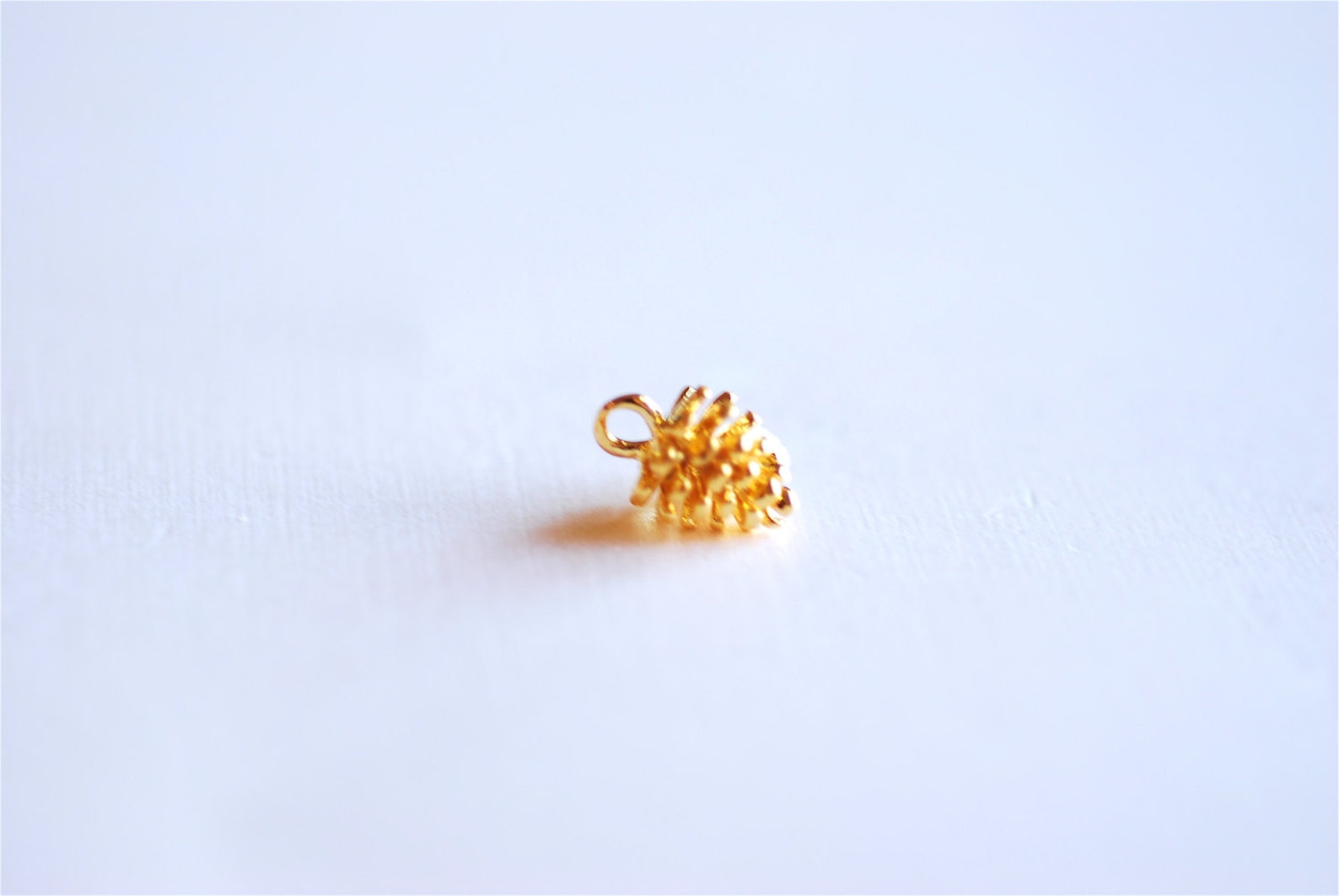Shiny Vermeil Gold Pinecone Charm- 18k Gold Over Sterling Silver Pine ...