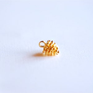 Shiny Vermeil Gold Pinecone Charm- 18k Gold Over Sterling Silver Pine ...
