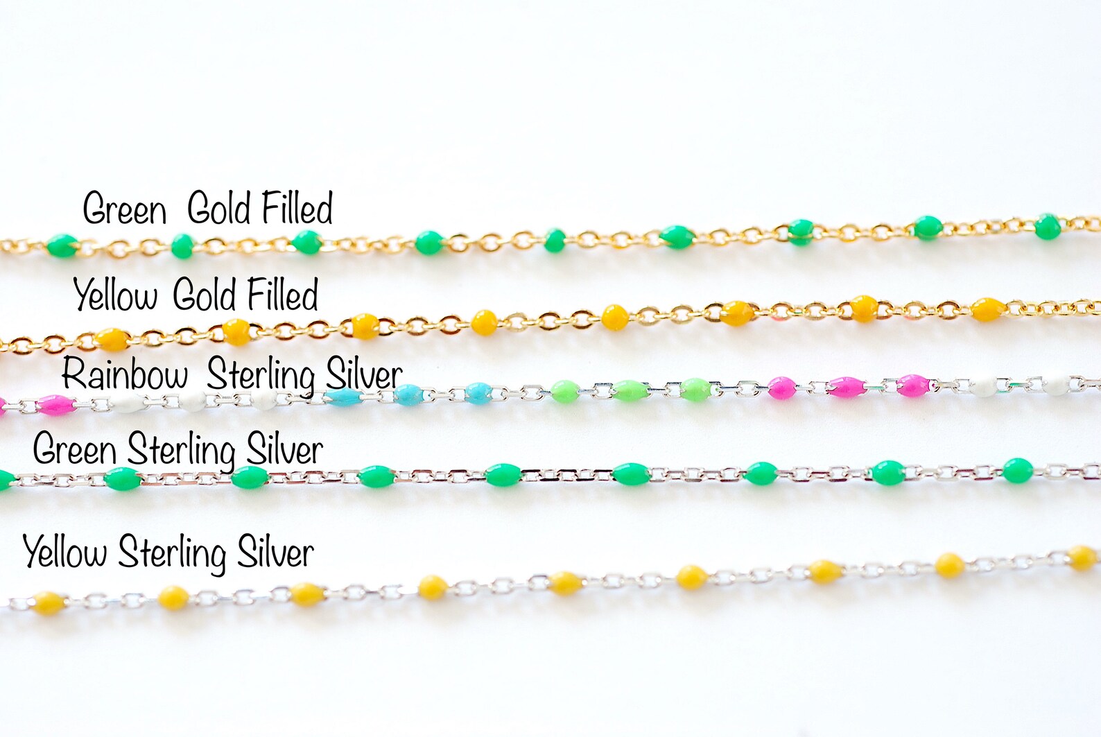 Wholesale Gold Filled Enamel Chain L Sterling Silver Enamel Color ...