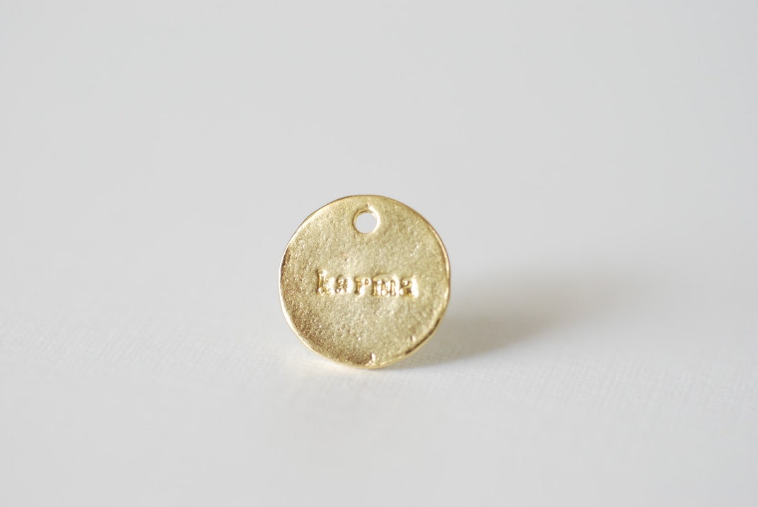 Matte Vermeil Gold Karma Circle Disc Charm - 18 Gold Plated Over ...