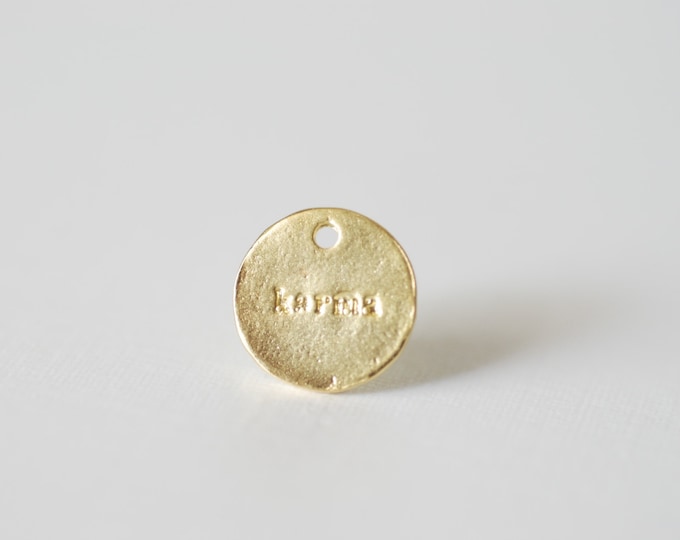 Matte Vermeil Gold Karma Circle Disc Charm 18 Gold Plated - Etsy