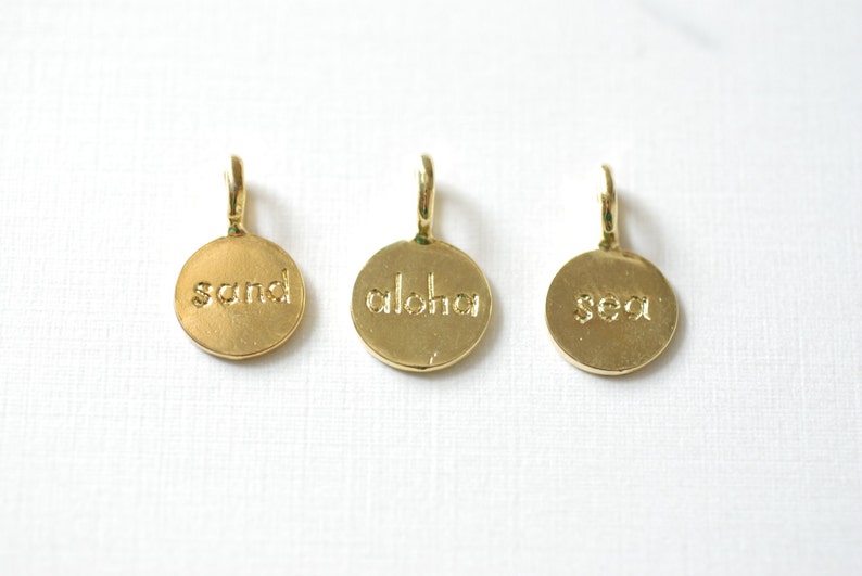 Shiny Vermeil Gold Sea Disc With Attached Bail - 18k Gold Over 925 ...