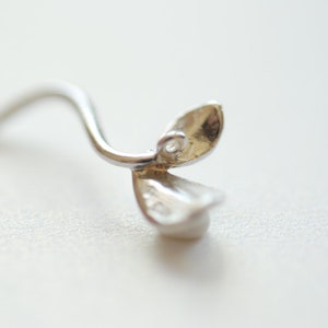 Sterling Silver Small Sprout Charm Connector - 925 Silver Leaf Branch ...