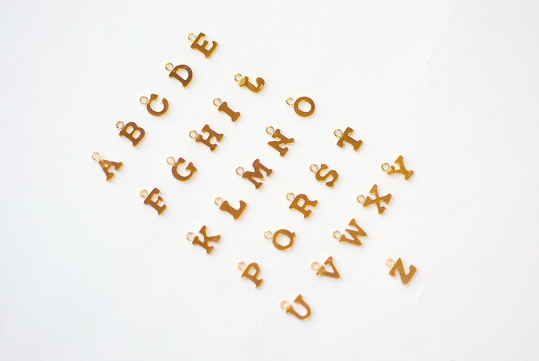 14k Gold Filled Initial Block Letter Charm Drop A - Z Alphabet Letter ...