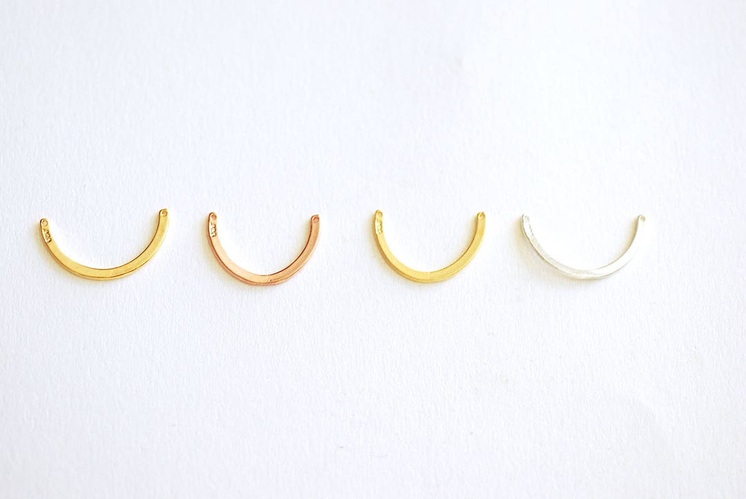 Vermeil Gold Half Circle Connector- 22k Gold Plated 925 Sterling Silver ...