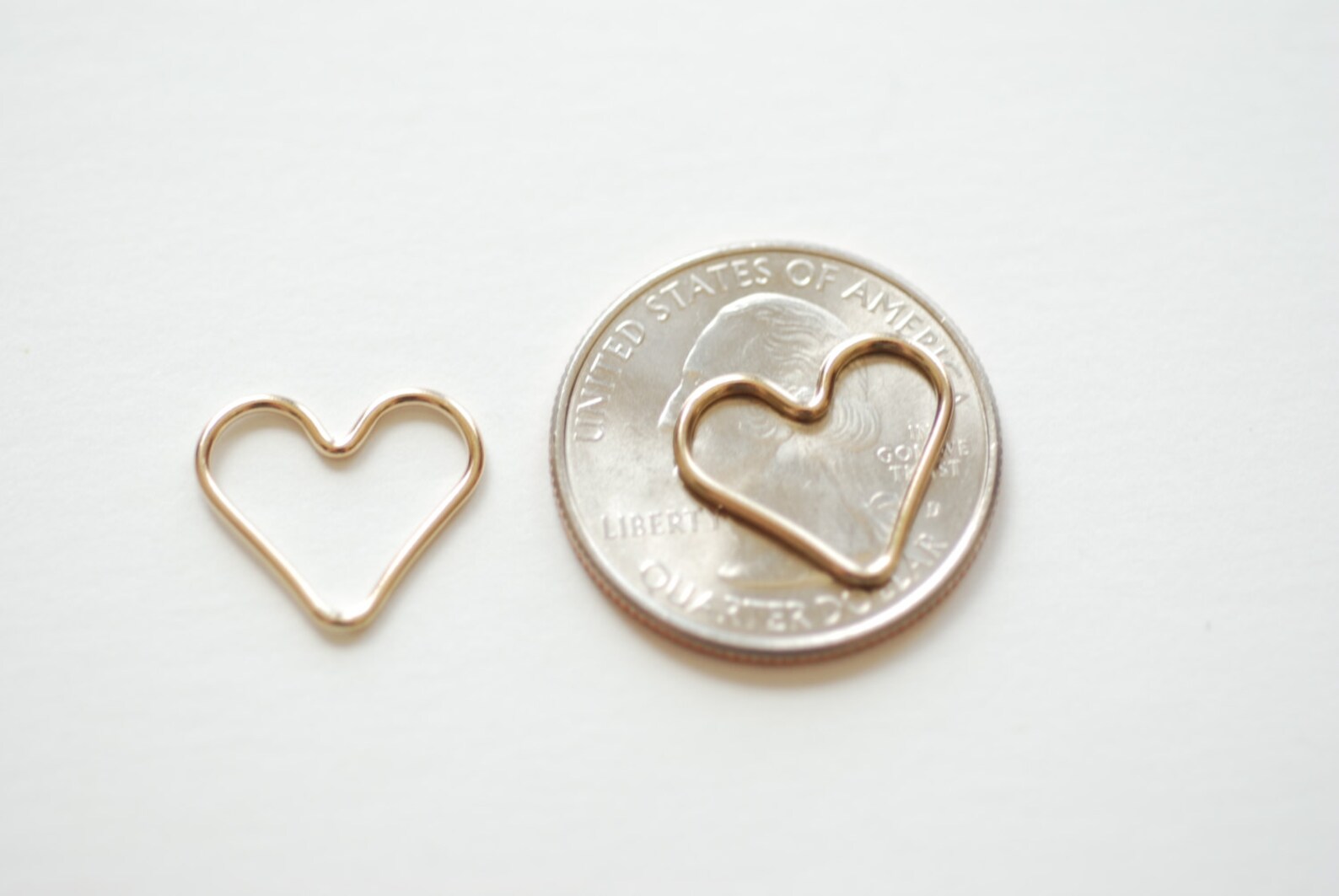 14k Gold Filled Open Wire Heart, Gold Fill Heart Connector Link Spacer ...