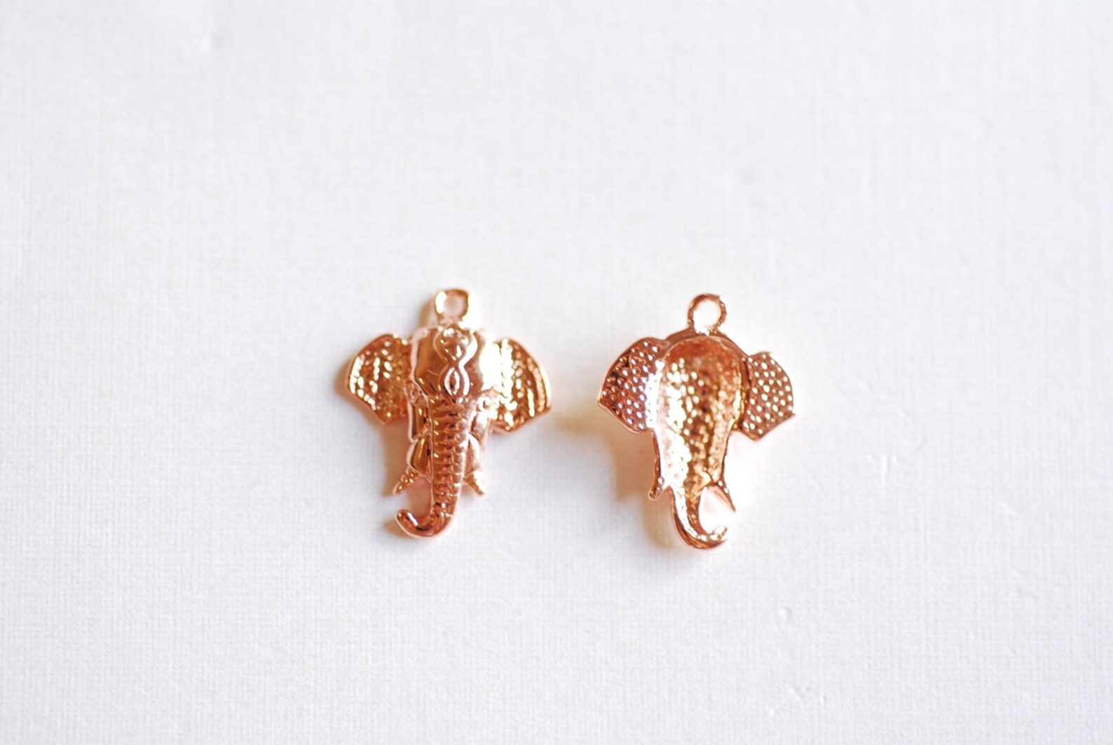 Pink Rose Gold Vermeil Elephant Head Charm- 18k Gold Over 925 Sterling ...