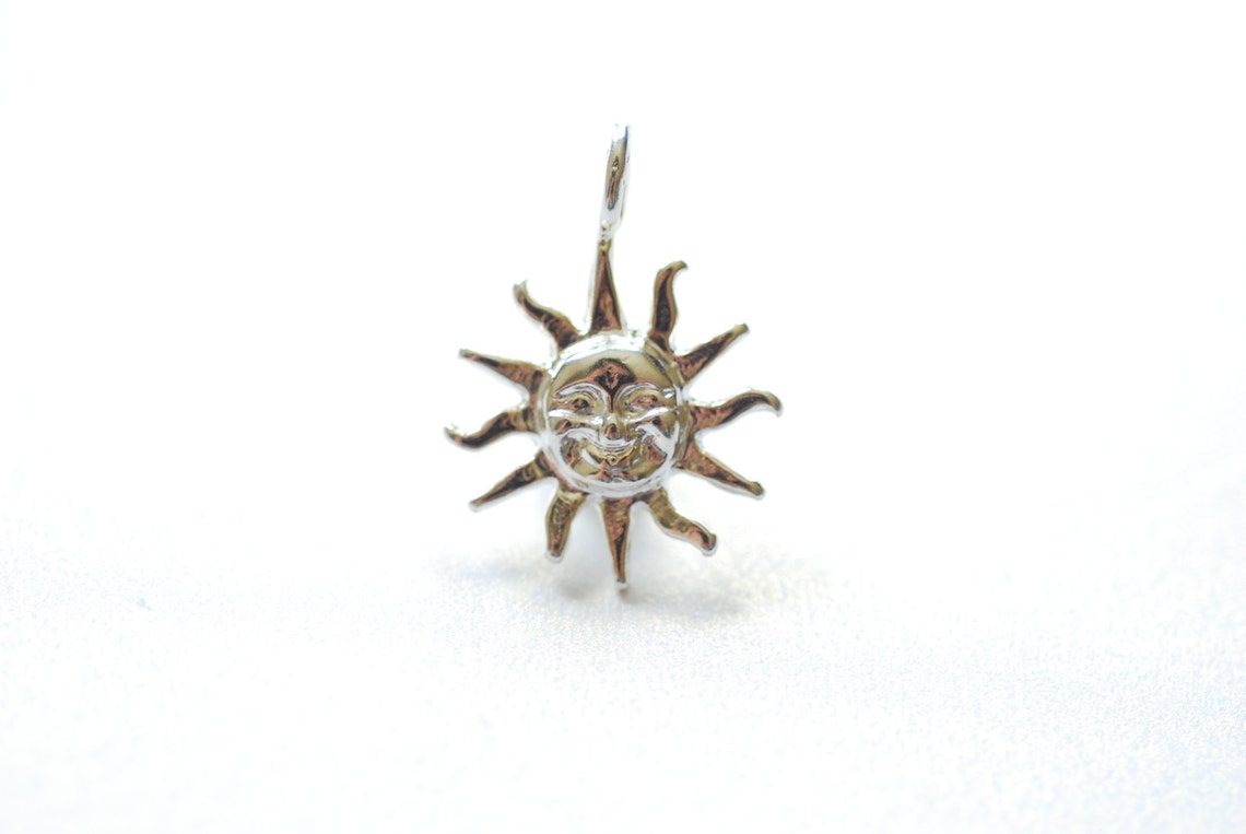 Sterling Silver Sunshine Charm 925 Silver Sun With Rays - Etsy