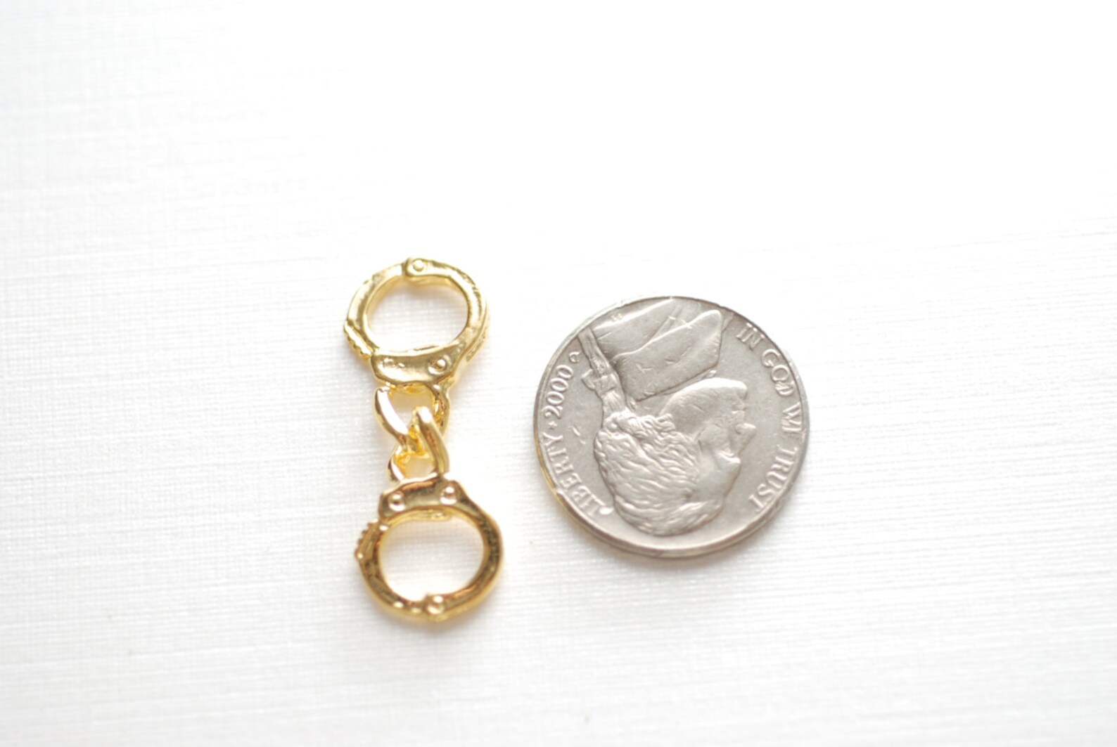 Shiny Vermeil Gold Handcuff Charm- 18k Gold Plated Over Sterling Silver ...