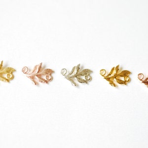 2pcs Shiny Vermeil Rose Gold Fern Leaf Charm Connector -18k Gold Plated ...