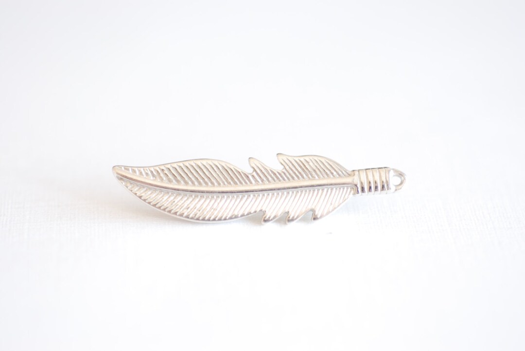 Sterling Silver Large Feather Pendant - 925 Silver Feather, Large ...